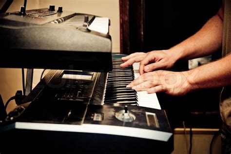 Musician Playing Synthesizer Stock Image Colourbox