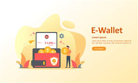 전자 지갑 개념으로 송금 금융 저축 및 온라인 지불 웹 방문 페이지 Ui 모바일 앱 배너 템플릿에 적합합니다 벡터 일러스트레이션
