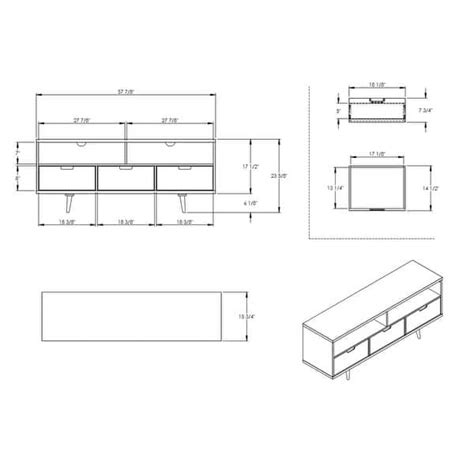 Mid Century Modern Solid Wood Tv Stand For 65 Tvs With 2 Open Cubbies