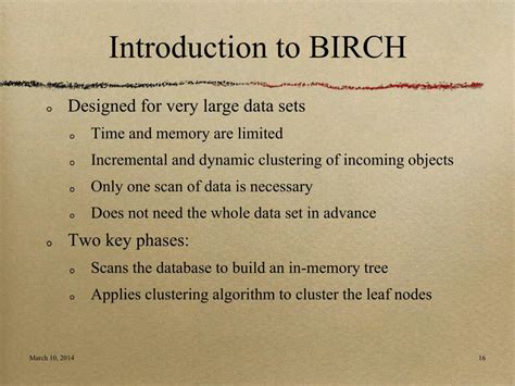 Ppt Birch Balanced Iterative Reducing And Clustering Using