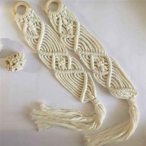 خرید و قیمت نگهدارنده پرده مکرومه دستساز با نخ مکرومه سفید ،مناسب برای