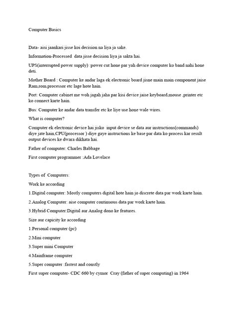 Computer Basics Pdf Computer Data Storage Byte