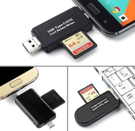 3 In 1 USB Type C Card Reader With OTG Gadgetsin