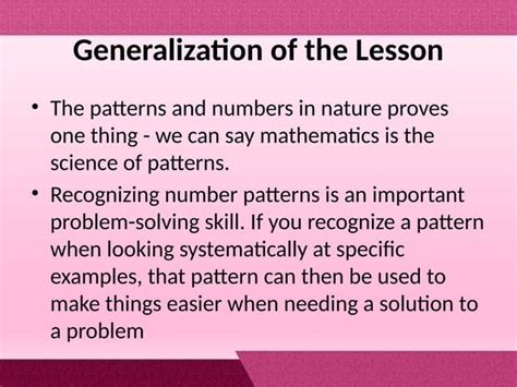 MMW Lesson The Nature Of Mathematics Patterns And Numbers In Nature Pptx Science