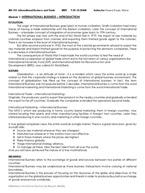 Ma 103 Module 1 Pdf Business Multinational Corporation