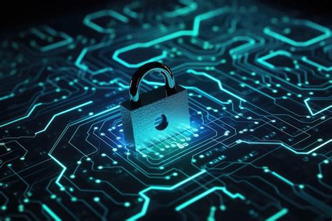 Premium AI Image Circuit Pattern With Lock Symbolizing Data Security And Cybersecurity