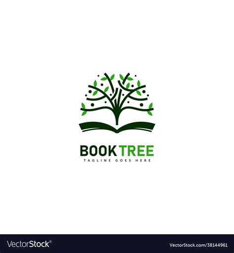 Book Tree Logo Green Growing On Icon Royalty Free Vector