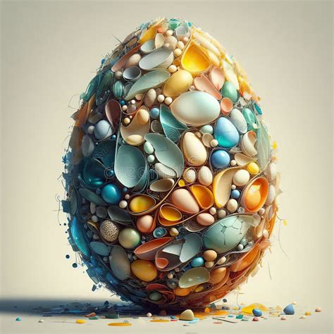 Collage Glass Easter Egg Happy Easter Concept Stock Illustration