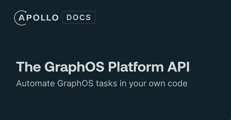 the graphos platform api apollo graphql docs
