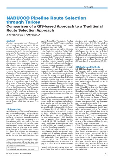 Pdf Nabucco Pipeline Route Selection Through Turkey Comparison Of A