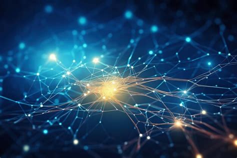 Premium Photo Abstract Blue Light Connection Lines And Glowing Dots