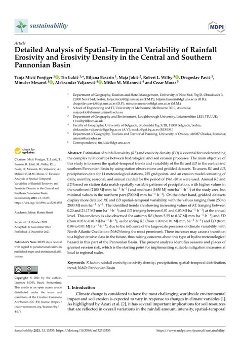 Pdf Detailed Analysis Of Spatial Temporal Variability Of Rainfall Erosivity And Erosivity