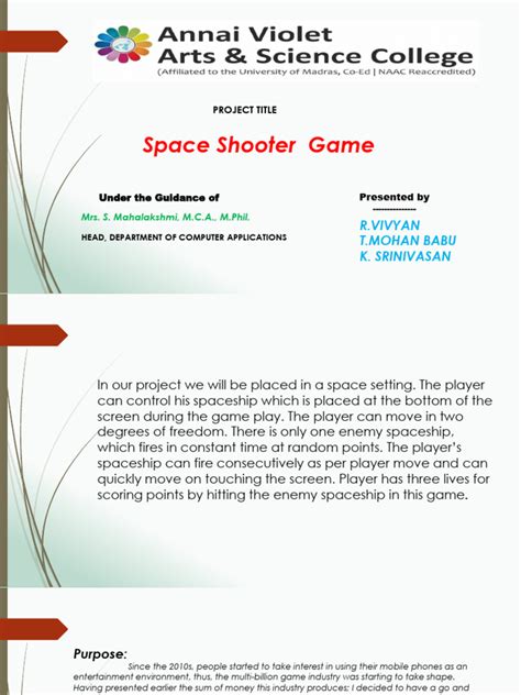 Space Shooter Combat Game Ppt New Pdf System Augmented Reality