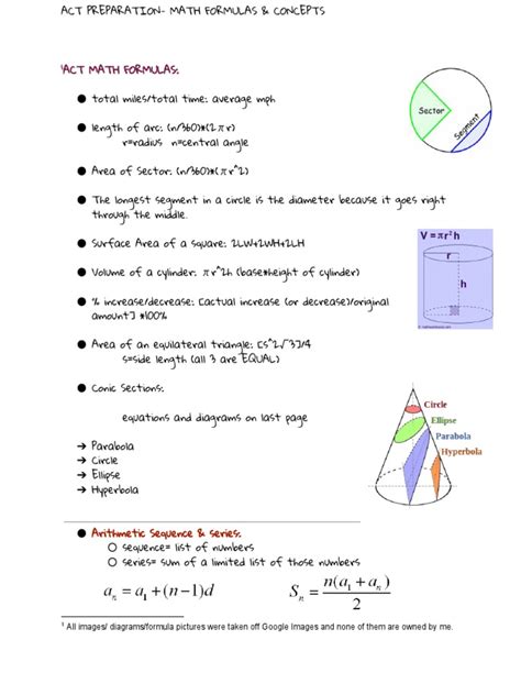 Act Math Formulas Trigonometric Functions Triangle