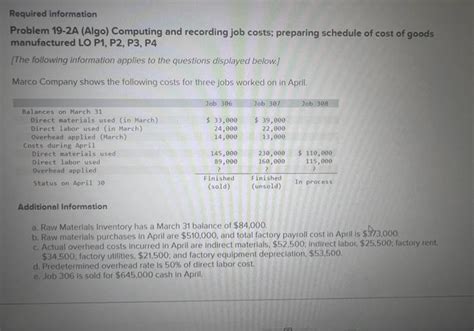 Solved Required Information Problem 19 2a Algo Computing