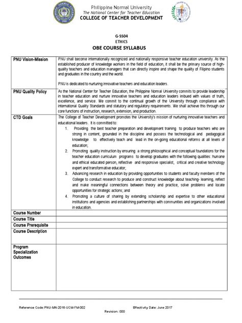 Course Syllabus Template