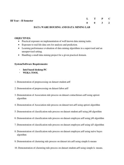 Dwdm Lab Manual Pdf Cluster Analysis Statistical Classification