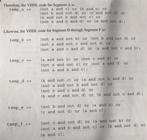Look At The Boolean Equations In The Vhdl Code O How