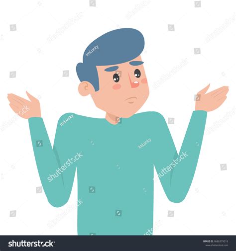 Handsome Brunette Man Shrugging Vector Isolated Stock Vector Royalty