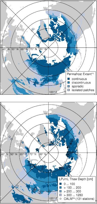 Observed And Simulated Permafrost Distribution Top Contemporary