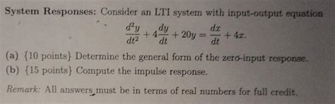 Solved System Responses Consider An Lti System With