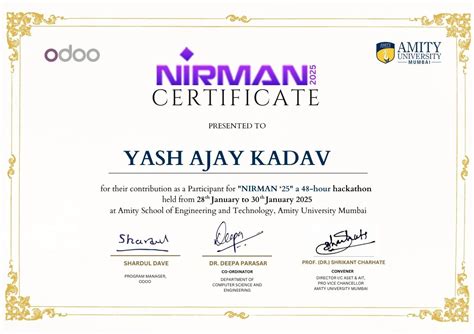 Hackathon Innovation Coding Nirman25 Amityuniversity Odoo Yash Kadav