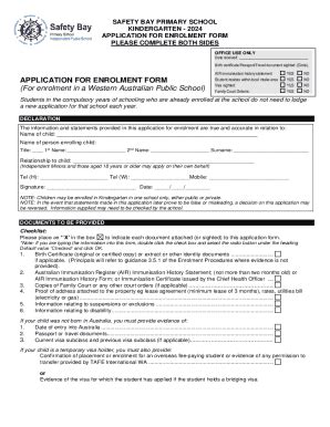 Fillable Online Application For Enrolment Form Fax Email Print Pdffiller