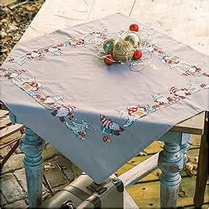 Vervaco Embroidery Cross Stitch Kit Pre Printed Tablecloths Gnomes