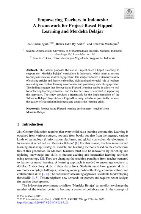 Pdf Empowering Teachers In Indonesia A Framework For Project Based Flipped Learning And