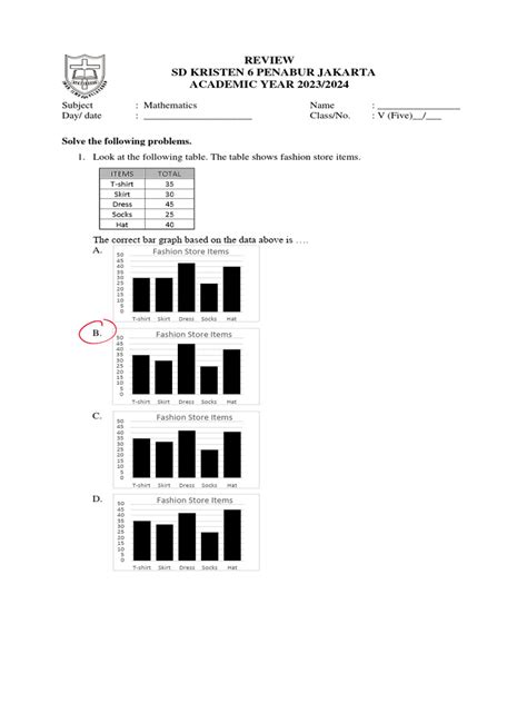 Review Grade V Mathematics Second Final Test Pdf Mean