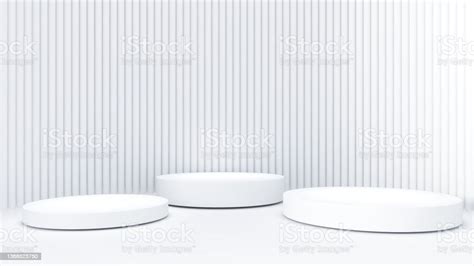 흰색 배경에 세 개의 흰색 스탠드 제품 프리젠 테이션을위한 연단을 모의 3d 렌더링 광고에 대한 스톡 사진 및 기타 이미지 광고 아이디어 0명 Istock