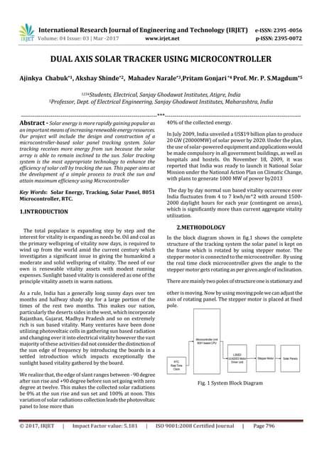 dual axis solar tracker using microcontroller pdf