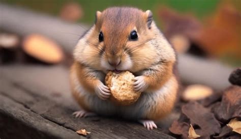 Premium Ai Image A Chipmunk Eats A Nut On A Table