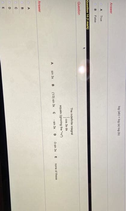 Solved Log Ab Log A Log B Answer A True B False Chegg Com