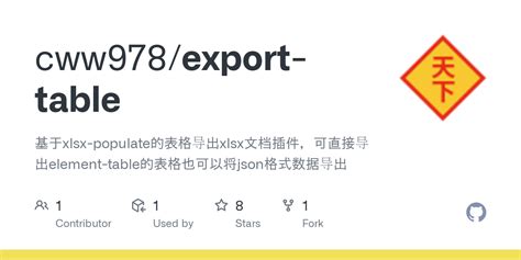 GitHub cww export table 基于xlsx populate的表格导出xlsx文档插件可直接导出element table的表格也可以将json格式数据导出