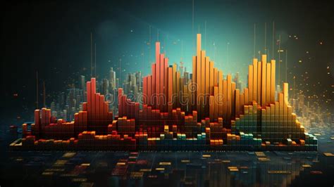 dynamic stock market concept gradient backdrop with rising and falling bar charts and financial
