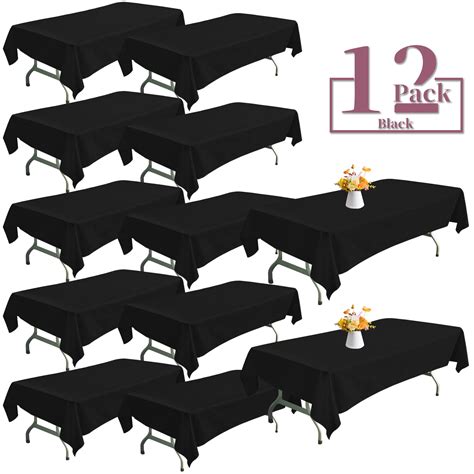 Kuogo 12 Pack Ivory Tablecloth 60 X 126 Inch Polyester Table Cloth For