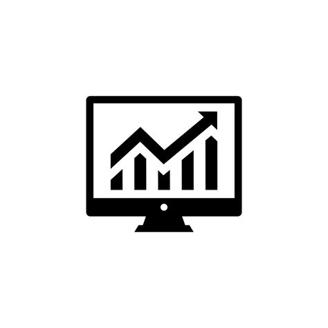 Graph In Computer Monitor Chart Analytics On Screen Icon Vector