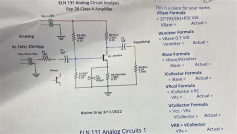 Eln 131 Analog Circuit Analysis Exp 28 Class A