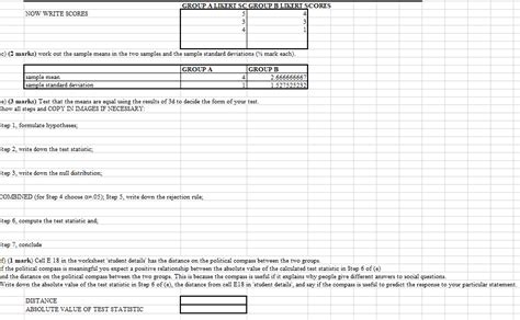 Solved C 2 ﻿marks ﻿work Out The Sample Means In The Two
