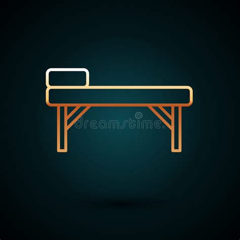 Gold Line Massage Table Icon Isolated On Dark Blue Background Vector