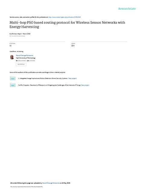 Multi Hop Pso Based Routing Protocol For Wireless Sensor Networks With Energy Harvesting Pdf
