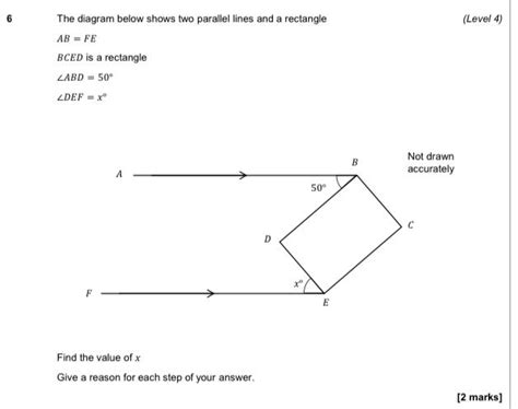 6 The Diagram Below Shows Two Parallel Lines And A Rectangle Level 4 Ab