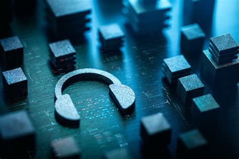 미래지향적인 블록 요소와 골로그램을 사용한 소리와 음악 개념의 추상적 시각화 0명에 대한 스톡 사진 및 기타 이미지 0명