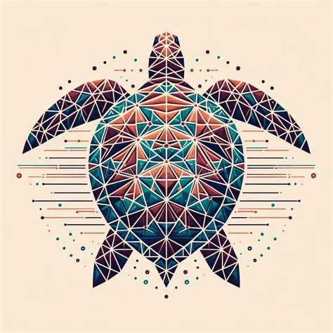 Turtle Shapes Rendered With Geometric Patterns And Lines Blendin Stock