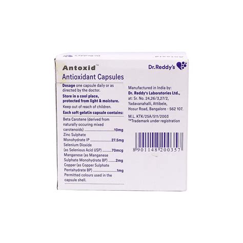 Antoxid Capsule 30s Price Uses Side Effects Composition Apollo