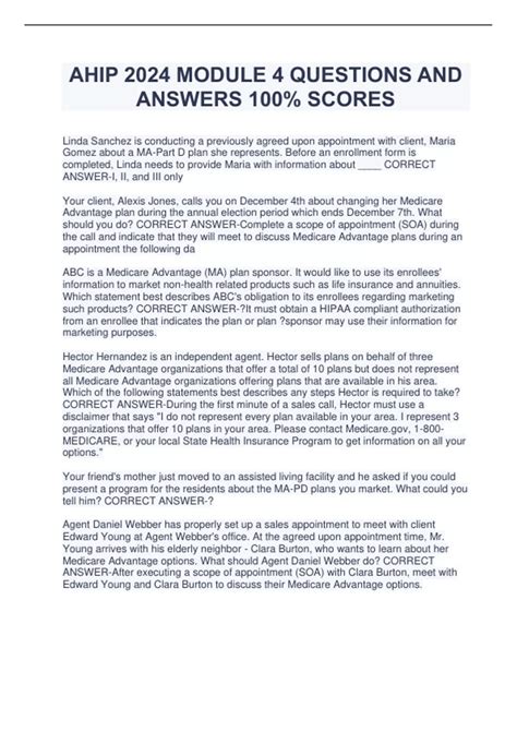 ahip 2024 module 4 questions and answers 100 scores ahip stuvia us