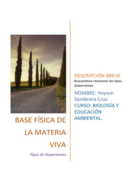 Reconocimiento De Los Tipos De Dispersiones A Través De Experimentos