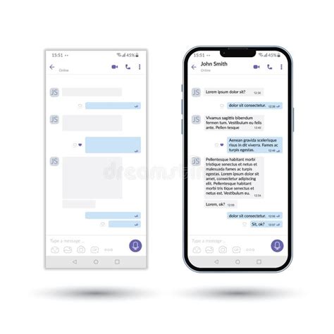Messenger Ui Template Social Communication App Mockup Chat Application Concept Vector