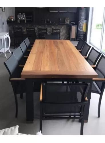 Mesa Retangular Luxo 8 Lugares Madeira Área Gourmet Reunião